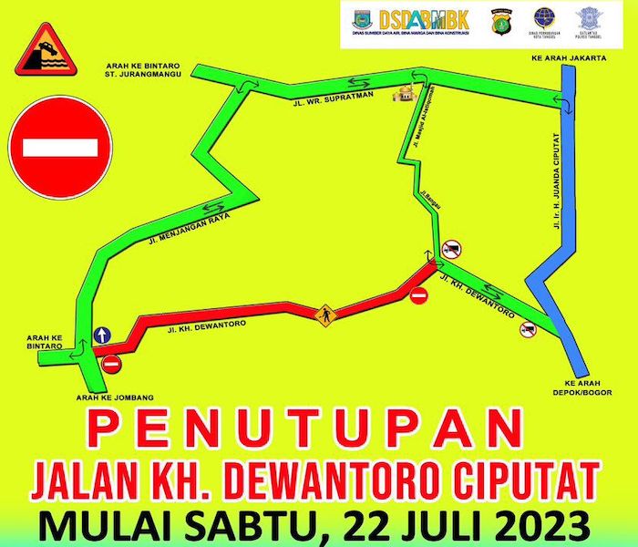 Ada Proyek Peninggian Jembatan Kali Ciputat, Jalan Ki Hajar Dewantara ...