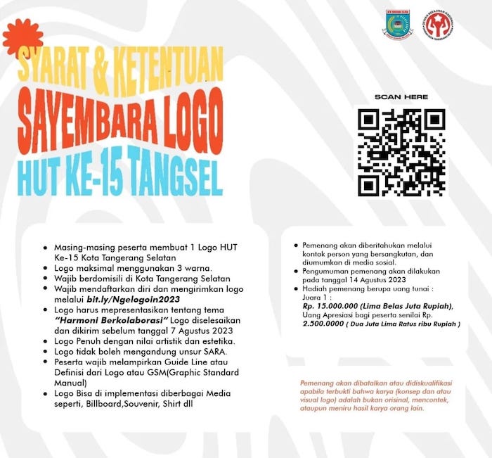 Lomba Logo HUT Kota Tangsel ke-15 Berhadiah Total Rp25 Juta, Ini Syarat ...