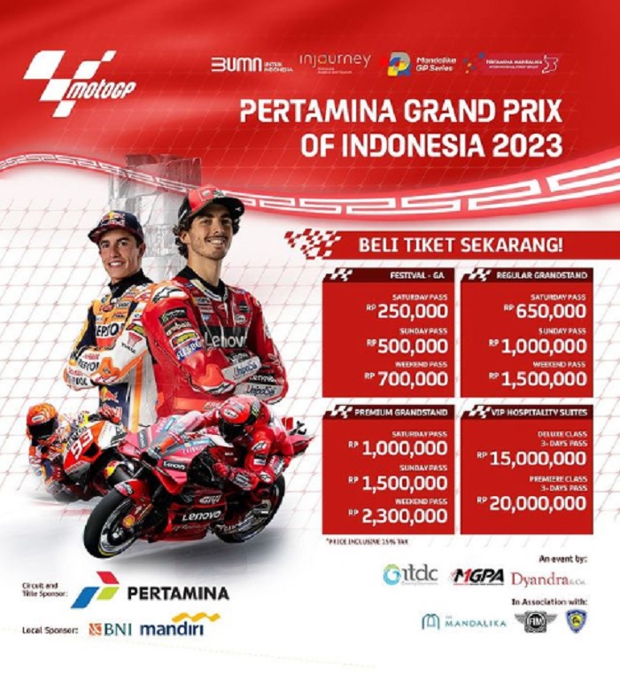 Harga Tiket MotoGP Mandalika 2023 Terbaru, Termahal Rp20 Juta, Cek Jadwal Lengkapnya - Tangsel Life