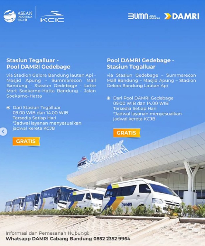 Penumpang Kereta Cepat Whossh, Ada Shuttle Bus DAMRI Gratis Rute ...