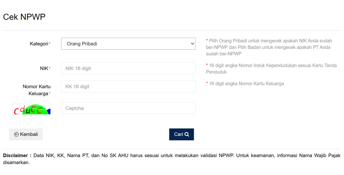 Cara Cek NIK Terdaftar NPWP atau Tidak - Tangsel Life